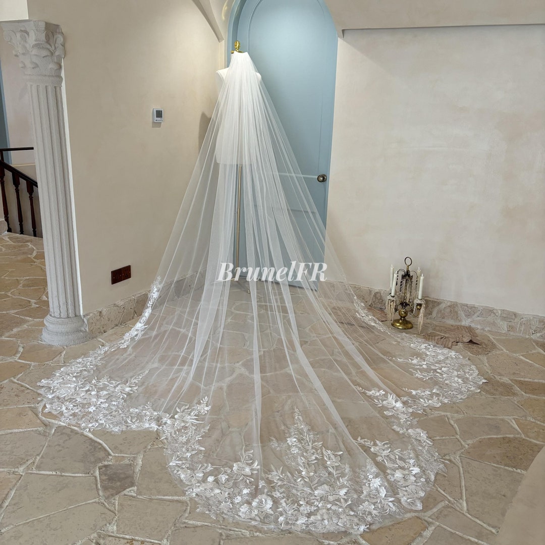 Lace Mermaid Veil 1 Layer Veil Bridal Veil Cathedral Veil Fingertip ...