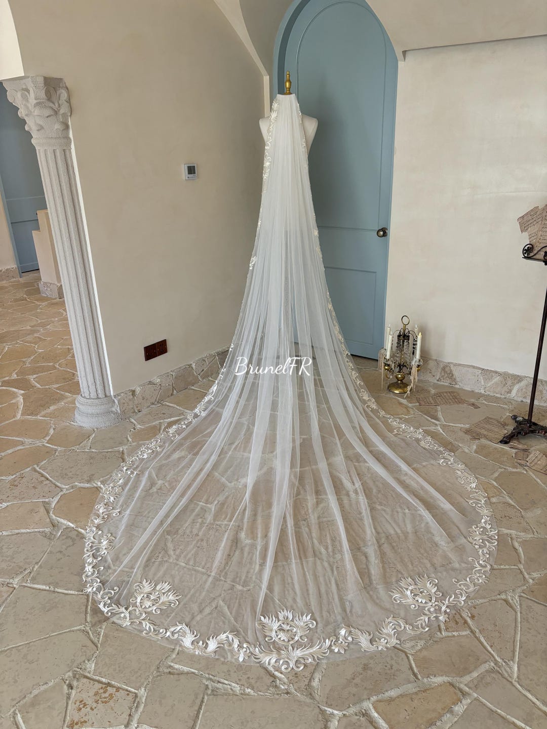 Vintage Style Lace Veil Lace Edge Veil Stunning Cathedral Veil Glam ...