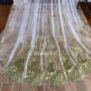 Green Botanical Veil Cathedral Veil Wedding Bridal Wedding Veil Custom ...