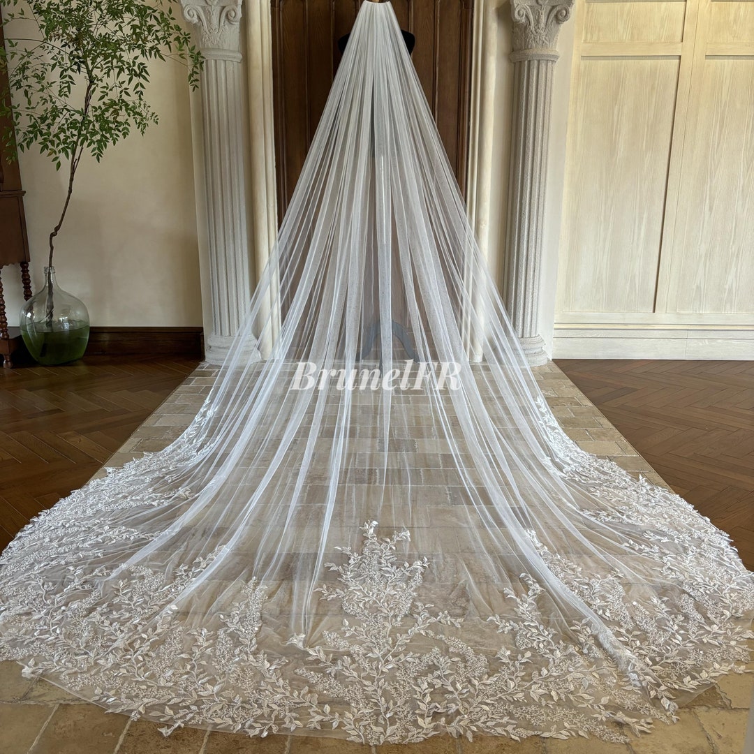 Stunning Beading Leaf Veil Gorgeous Leaf Cathedral Veil Wedding Bridal ...