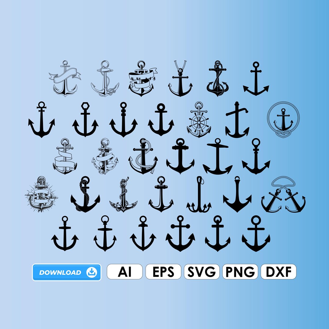 Anchor SVG Bundle, Anchor Vector File, Plotter File Nautic Ship Boat ...