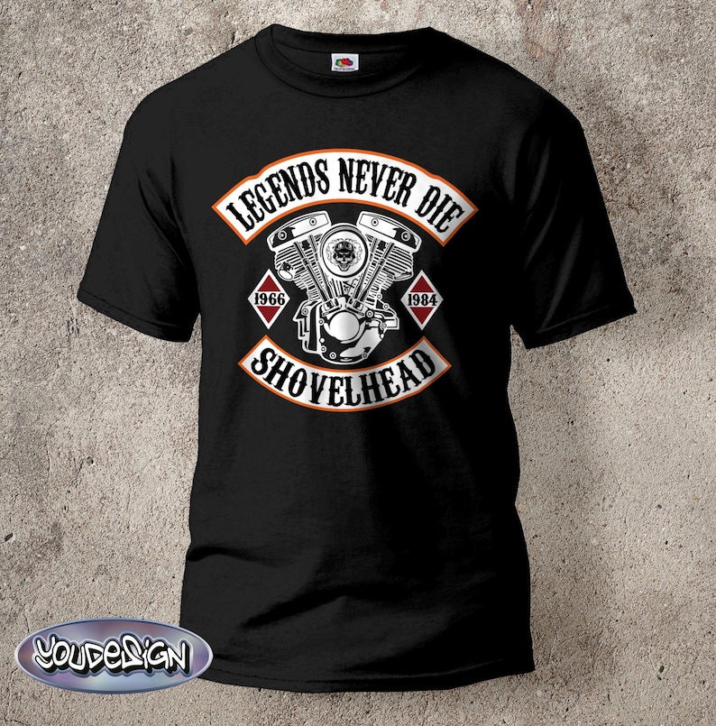 Shovelhead Shirt Legends Never Die T-shirt Motorcycle Motorbike Biker ...