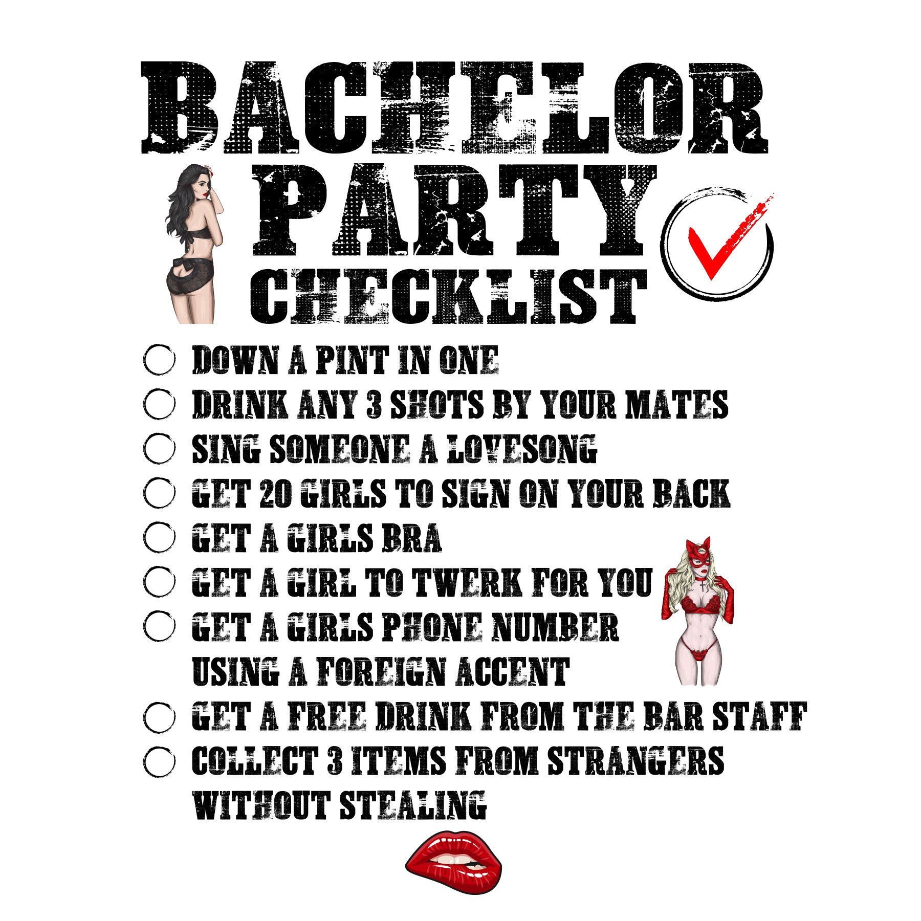 Bachelor Party Checklist JGA Shirt Bachelor Party T-shirt Incl. Textile ...