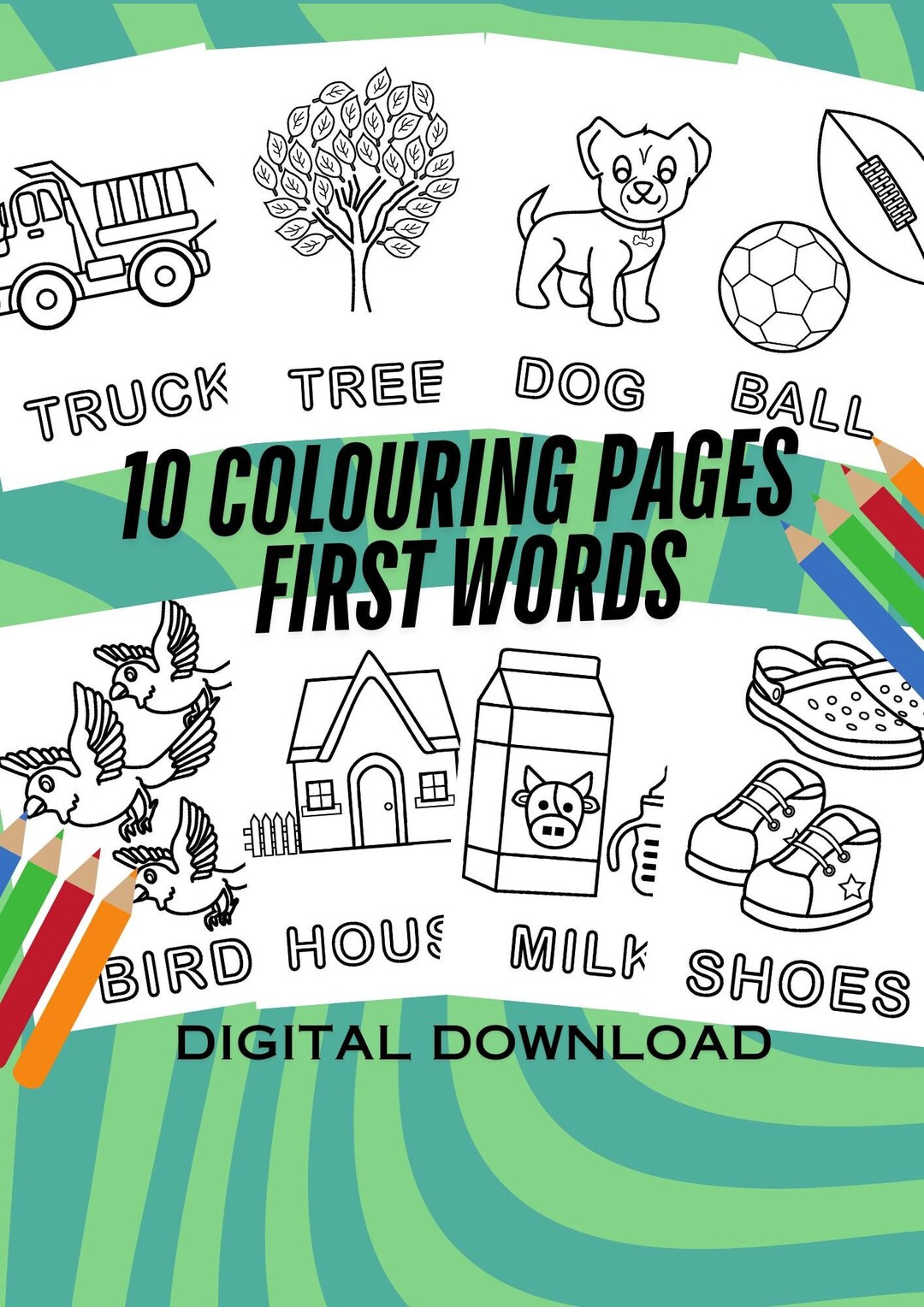 Toddler Colouring in Pages, 10 Printable Colouring Pages for Kids ...