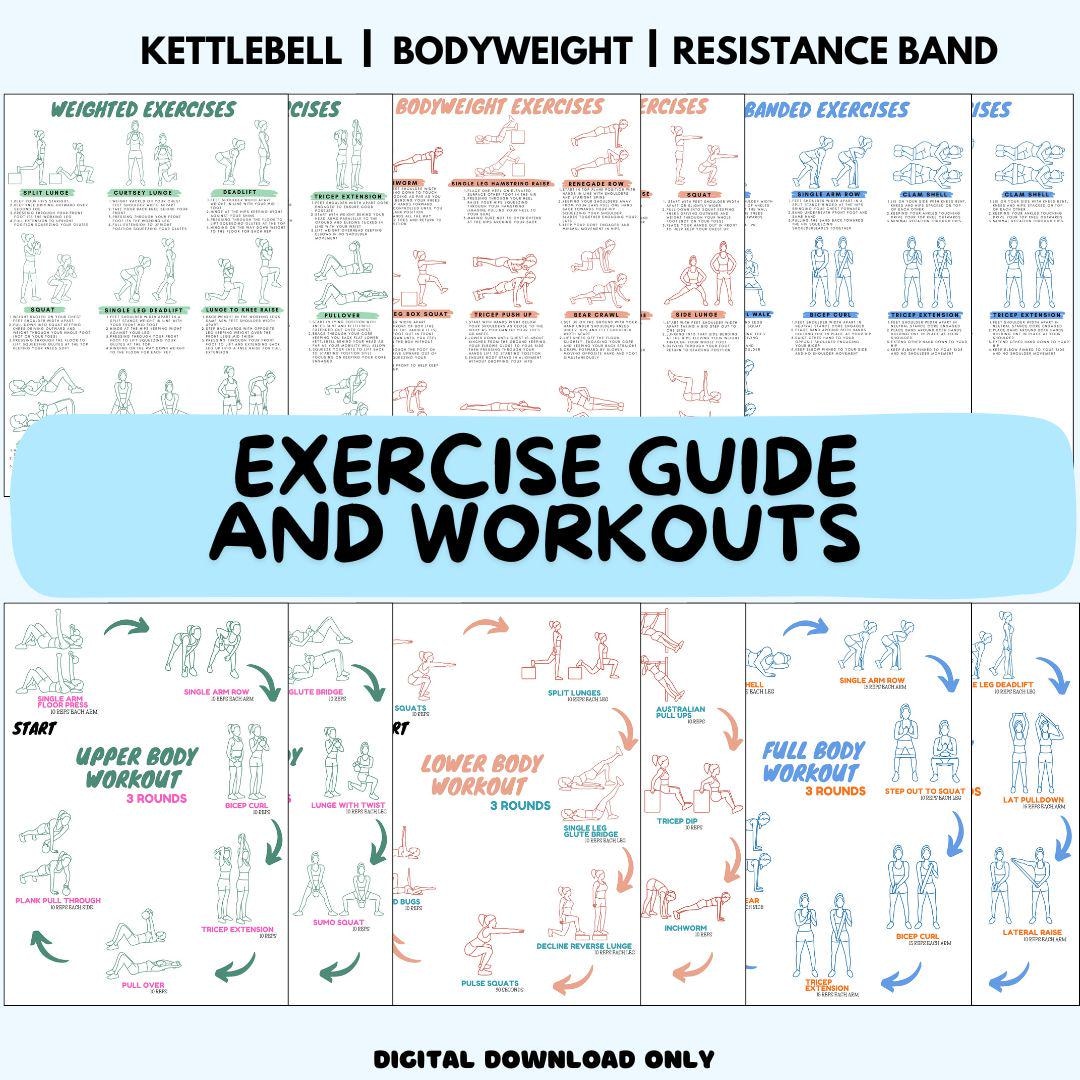 Full Body Workout Guide, Home Workout Plan, Printable Workout Bundle ...