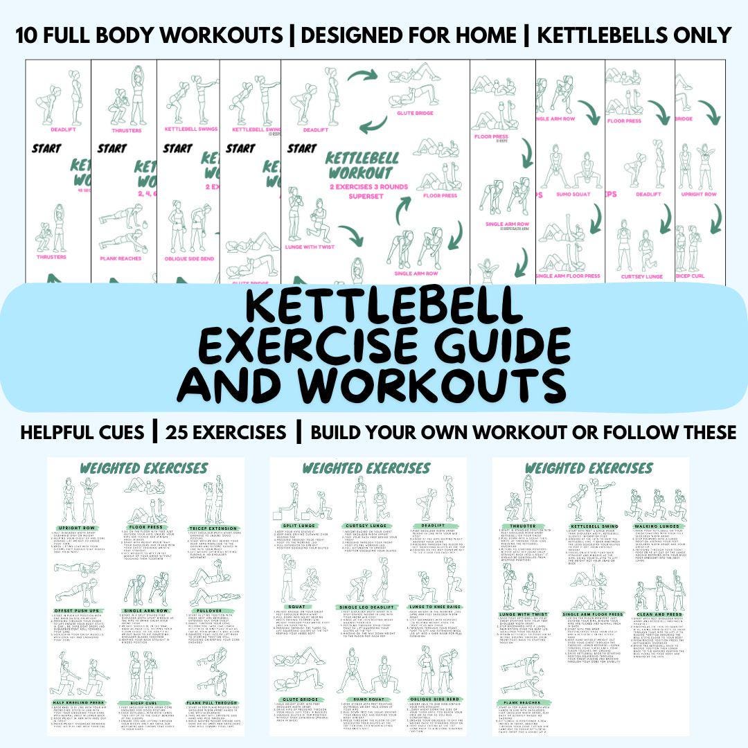 Full Body Workouts Kettlebells Only, Home Workout Planner, Printable ...