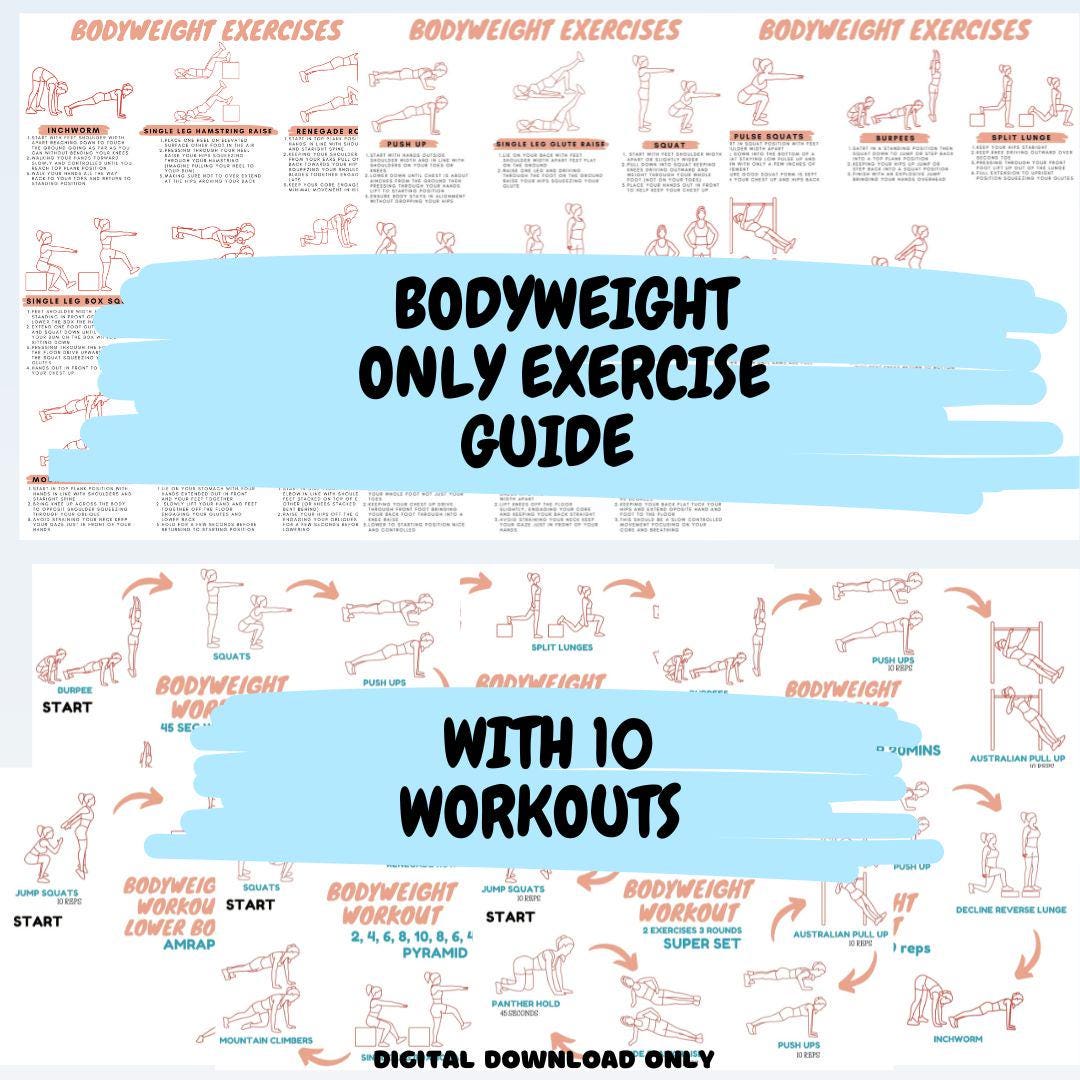 Full Body Workout Guide Bodyweight Only, Home Workout Plan, Printable ...