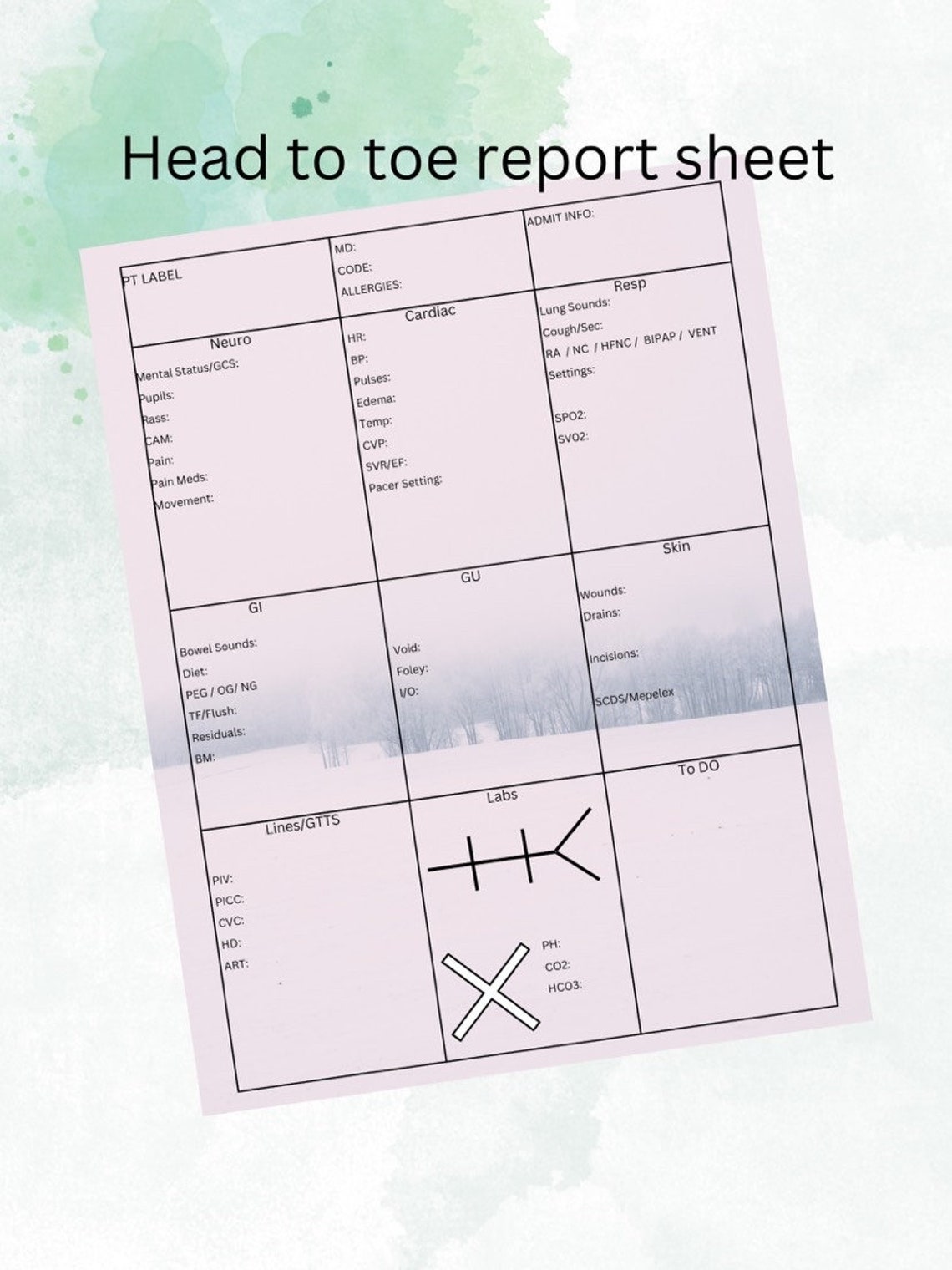 Intensive Care (icu) Report Sheet, Basic Nurse Brain. Dayshift ...