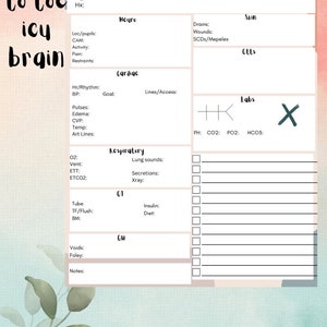 ICU (intensive Care) Report Sheet (brain) for the Critical Care ...
