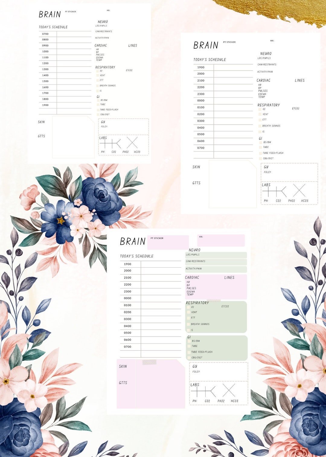 ICU Critical Care Nurse Brain Sheet Night/day RN Report Sheet - Etsy