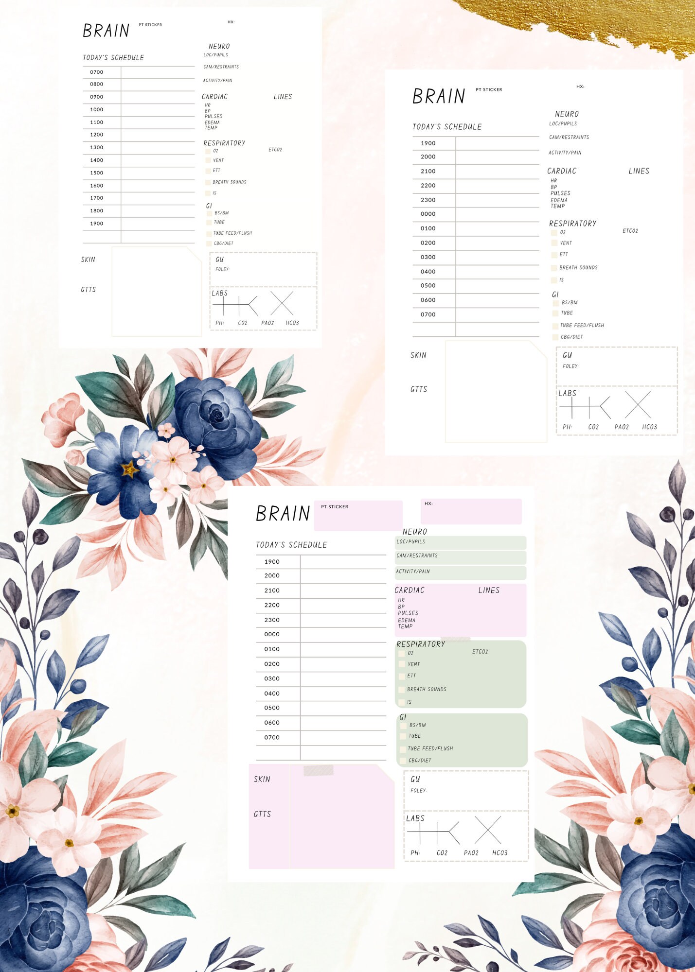 ICU Critical Care Nurse Brain Sheet Night/day RN Report Sheet - Etsy