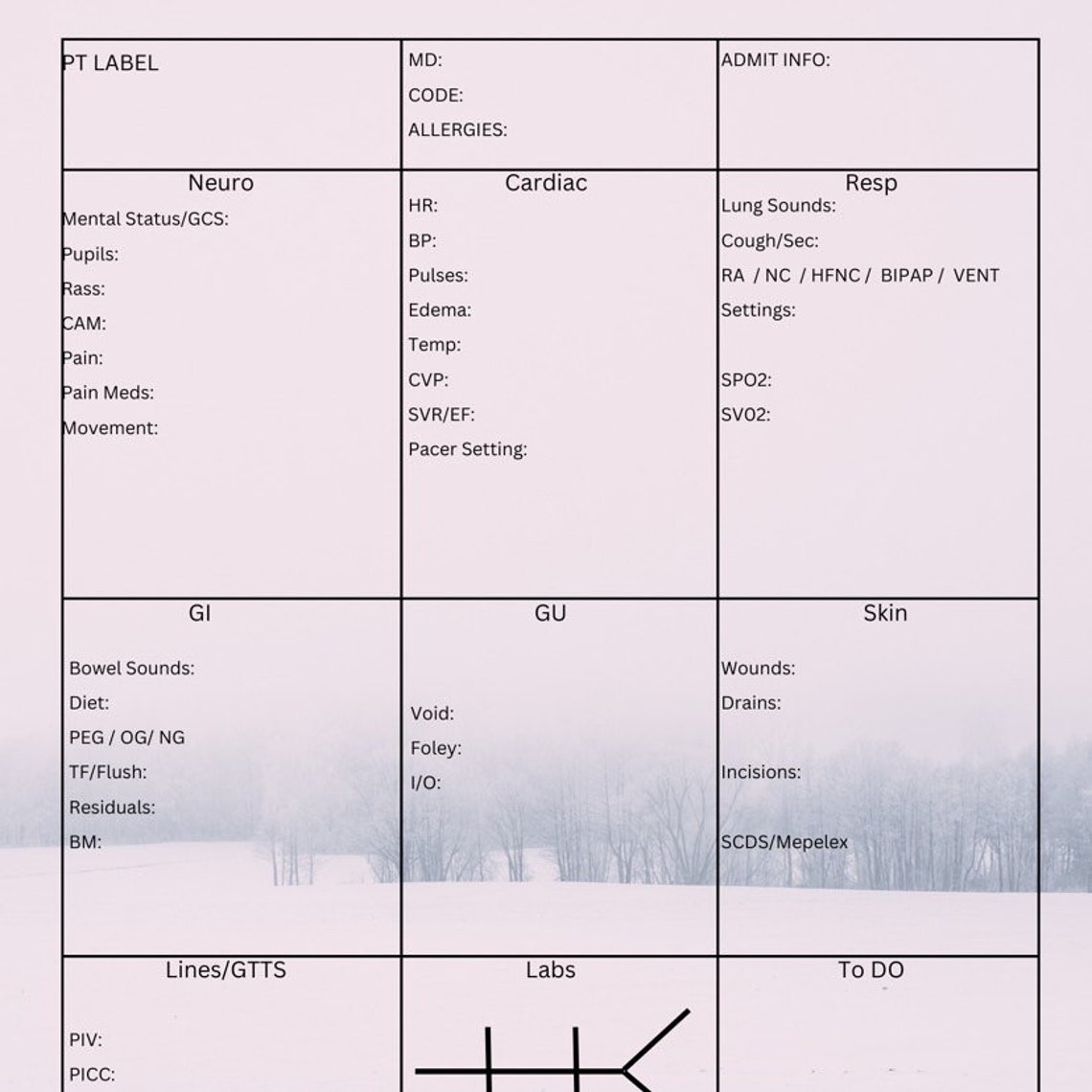 Intensive Care (icu) Report Sheet, Basic Nurse Brain. Dayshift ...