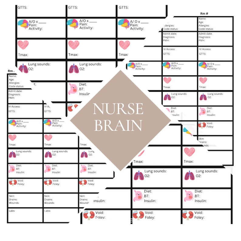 3 Patient Nurse Report Sheet, Simple to Use Nurse Brain - Etsy
