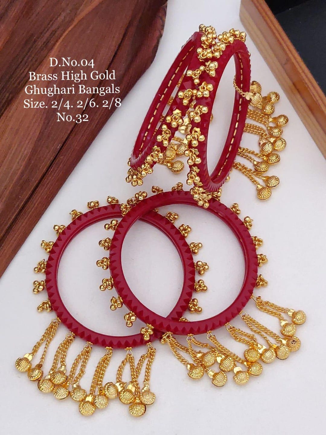 Indian Traditional Red Chuda Pearl Kada Acrylic Wedding Bridal Chura ...