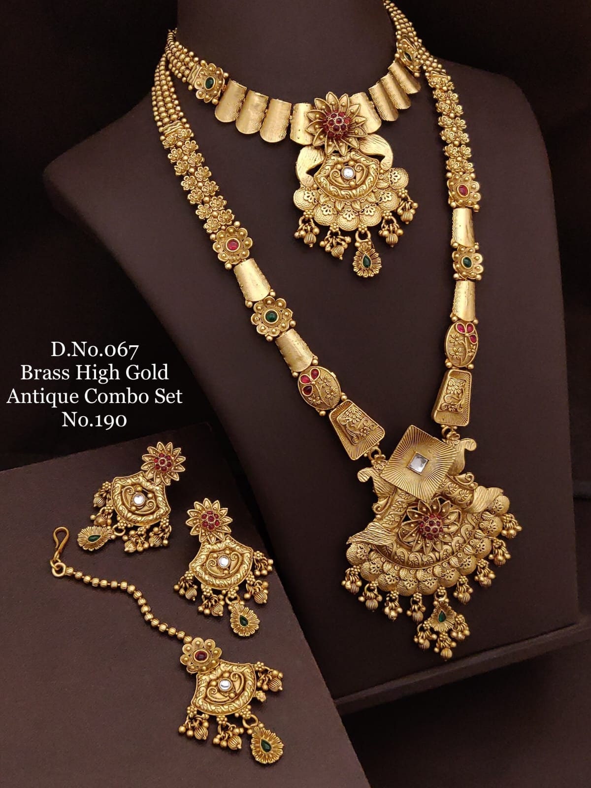 Antique Gold-plated Indian Jewelry Set With Necklace and Earrings ...