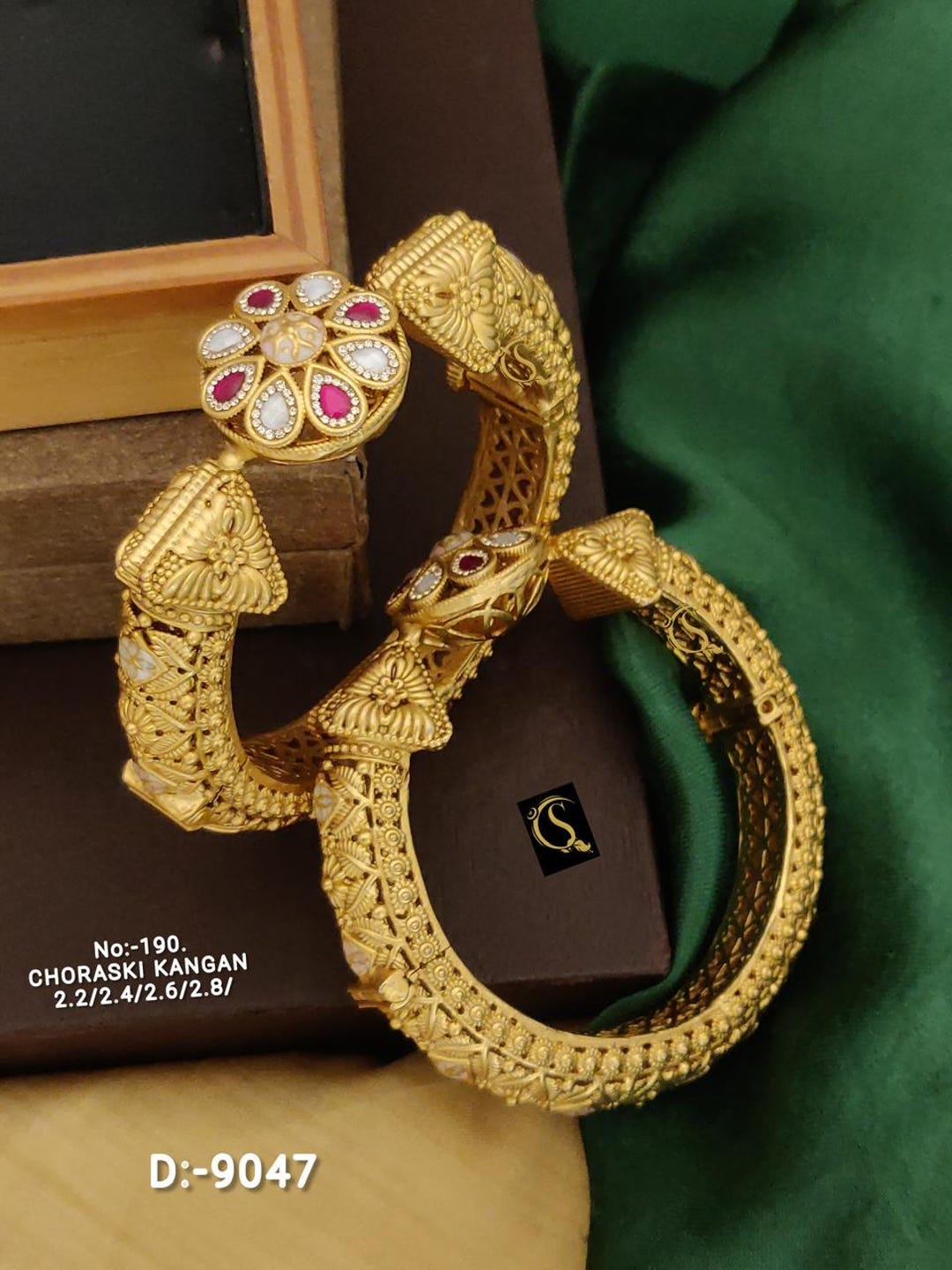 Gold Bangles/indian Bangles/antique Gold Kada/floral Bangles/temple ...