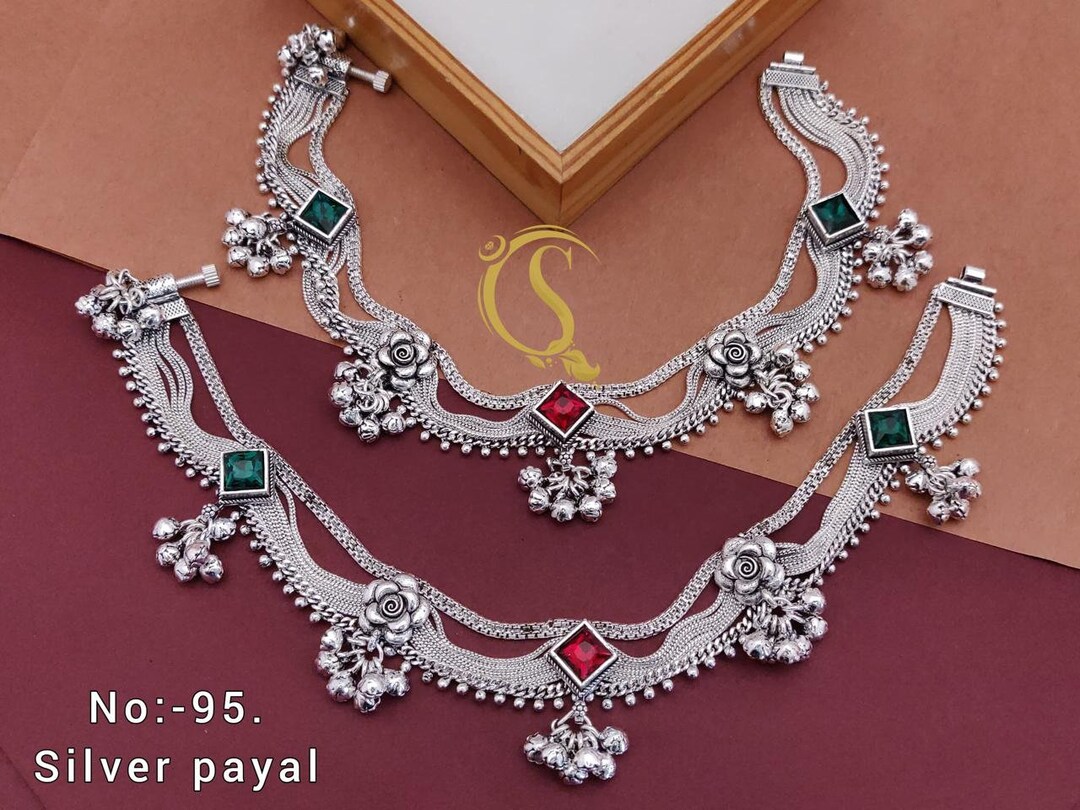 Bridal Wear Anklet Payal Indian Jewellery Well Made Wedding Gift Silver ...