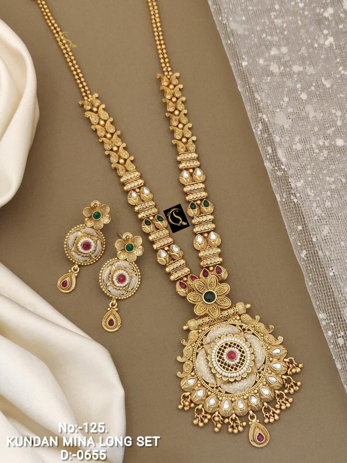 Gold Paisley Design Necklace Set/dainty Gold Plated Necklace/one Gram ...