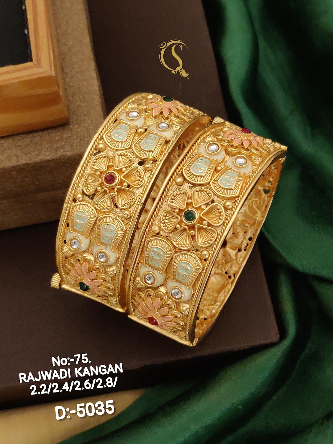 Gold Bangles/ Indian Bangles/ Antique Gold Kada/ Openable Bangles ...