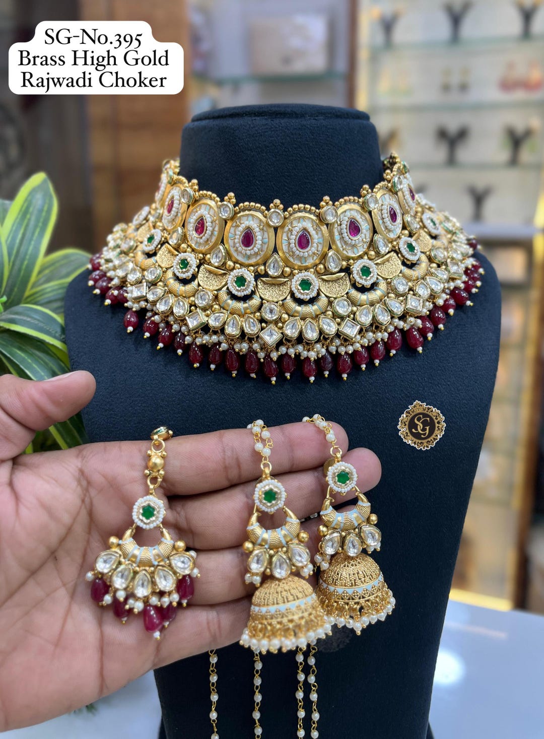Traditional Kundan Choker Necklace Set, Gulab Haar Kundan Pearl Choker ...