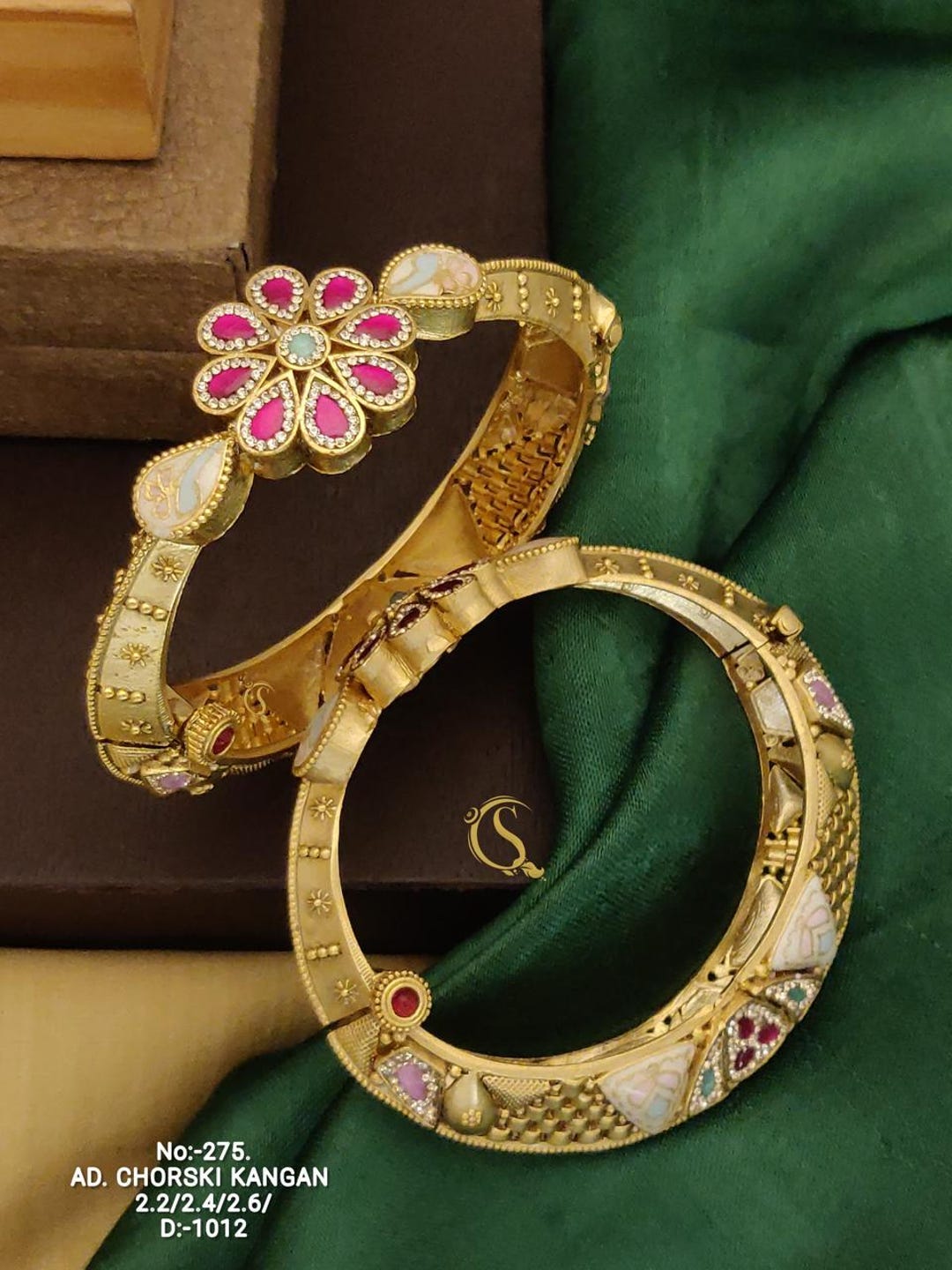 Bangles Gold Finish,ruby Kemp Stone Bangles,indian Jewelry,south Indian ...