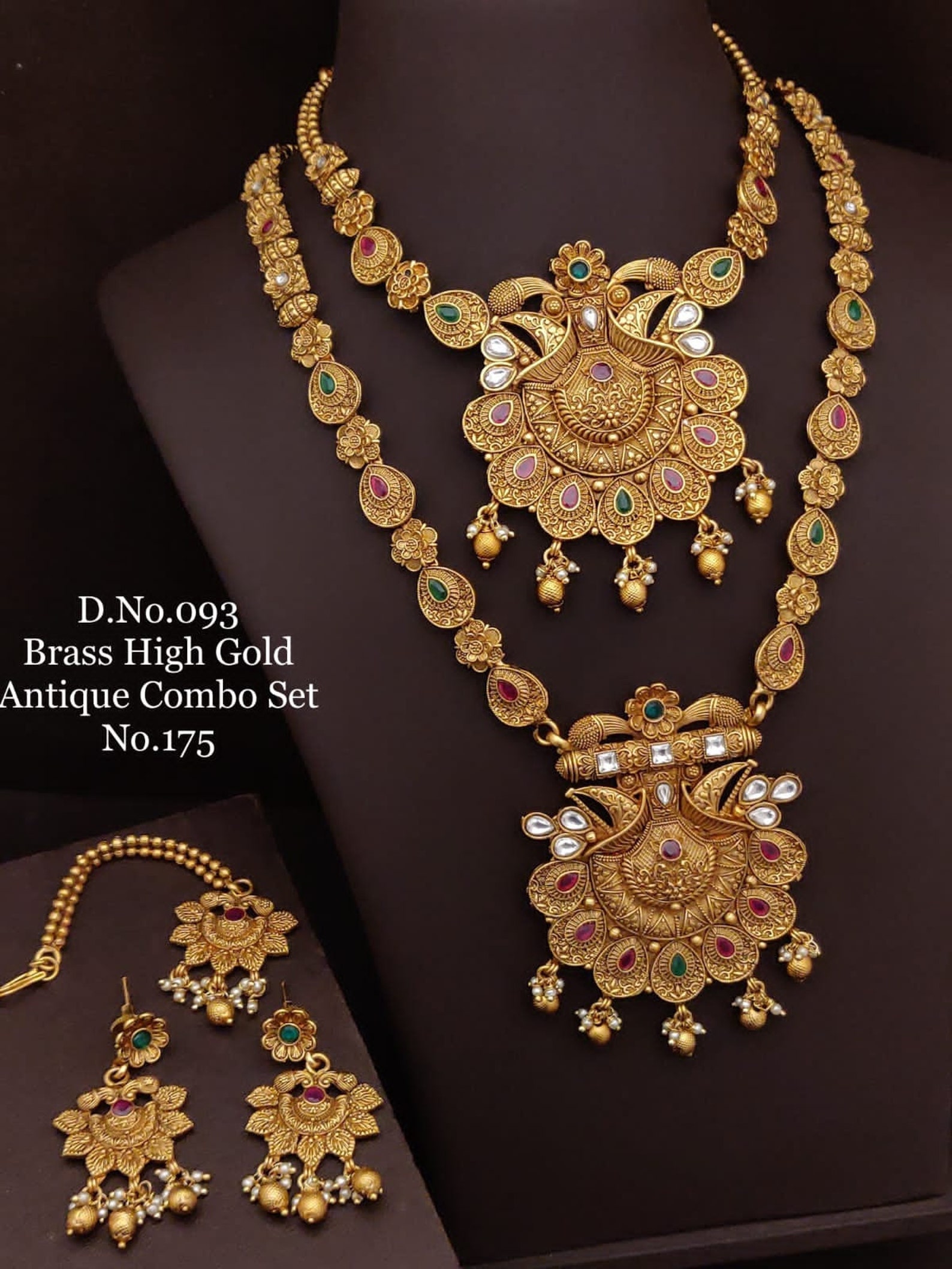 Antique Gold-plated Indian Jewelry Set With Necklace and Earrings ...