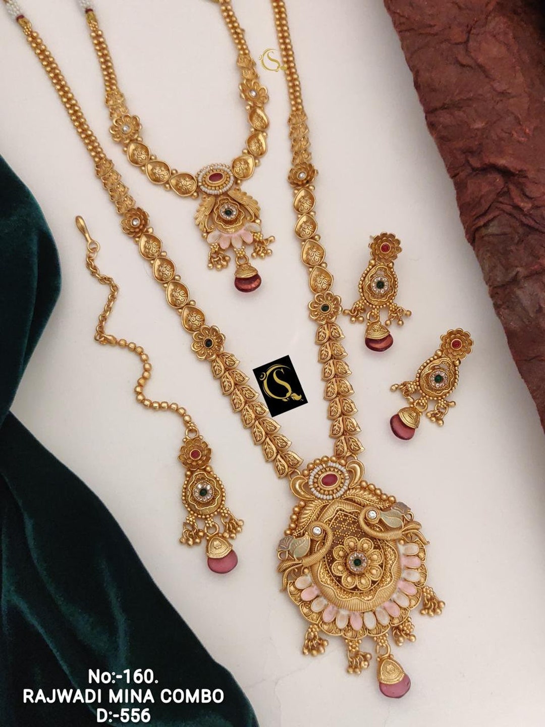 Long Choker Indian Traditional Wedding Bridal Wear Gold Plated Necklace ...
