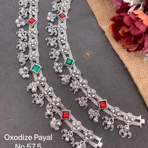 Indian Punjabi Wedding Polki Kundan Antique Anklets (payal ,jhanjhar ...