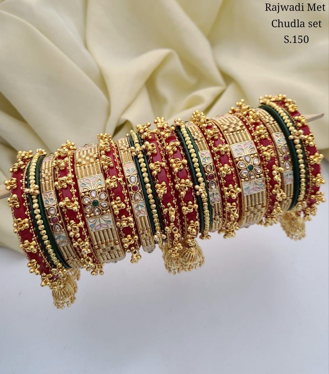 Dainty Bridal Chura Set Choraski Minimalist • Set of 1 Dainty Gemstone ...
