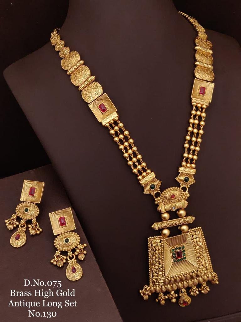 Antique Gold-plated Indian Jewelry Set With Necklace and Earrings ...