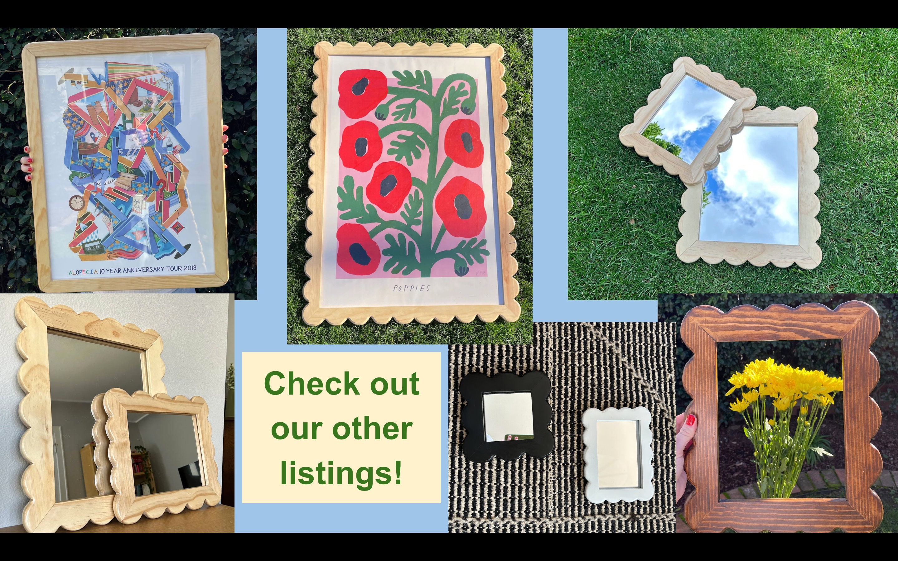 Handmade Scalloped Wooden Picture Frame - Multiple Colors Available - Etsy
