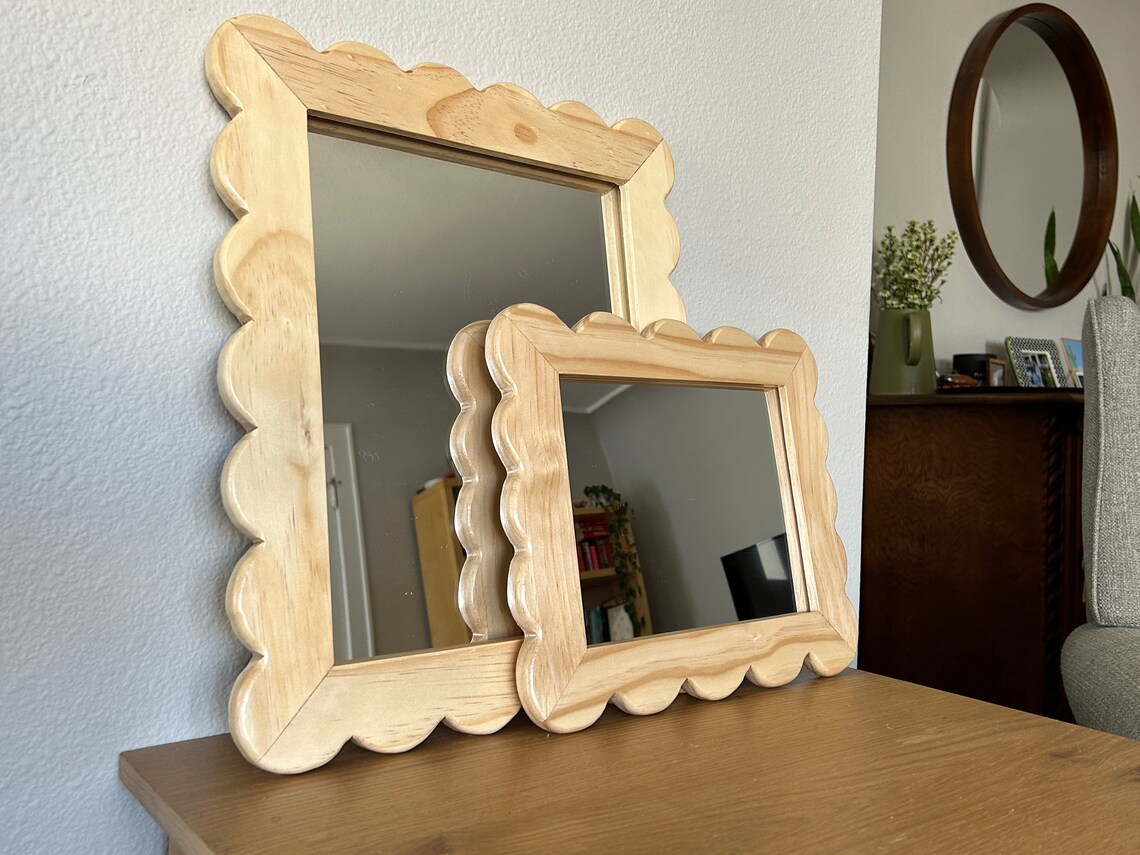 Handmade Scalloped Wooden Frame With Mirror (multiple Colors Available ...