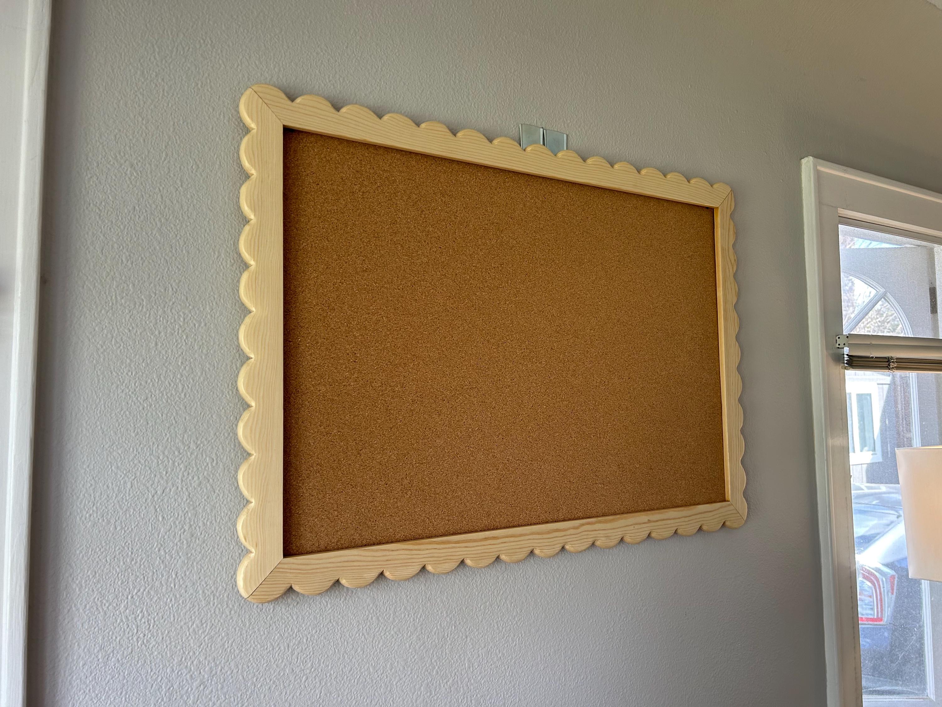 Framed Cork Bulletin Board in a Handmade Scalloped Wooden Frame ...