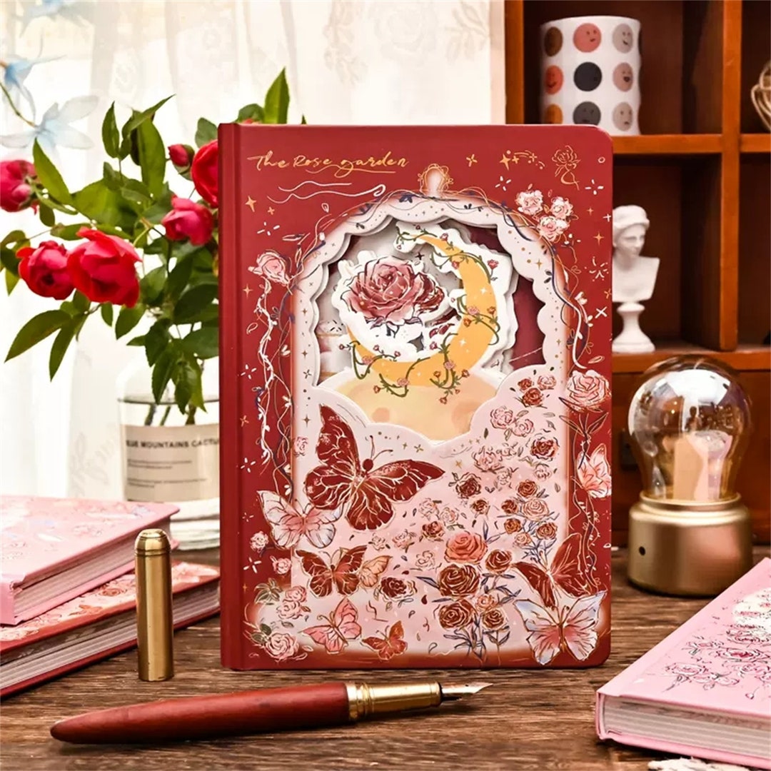 Notebook Sticker Setpink Rose Junk Journalromantic - Etsy