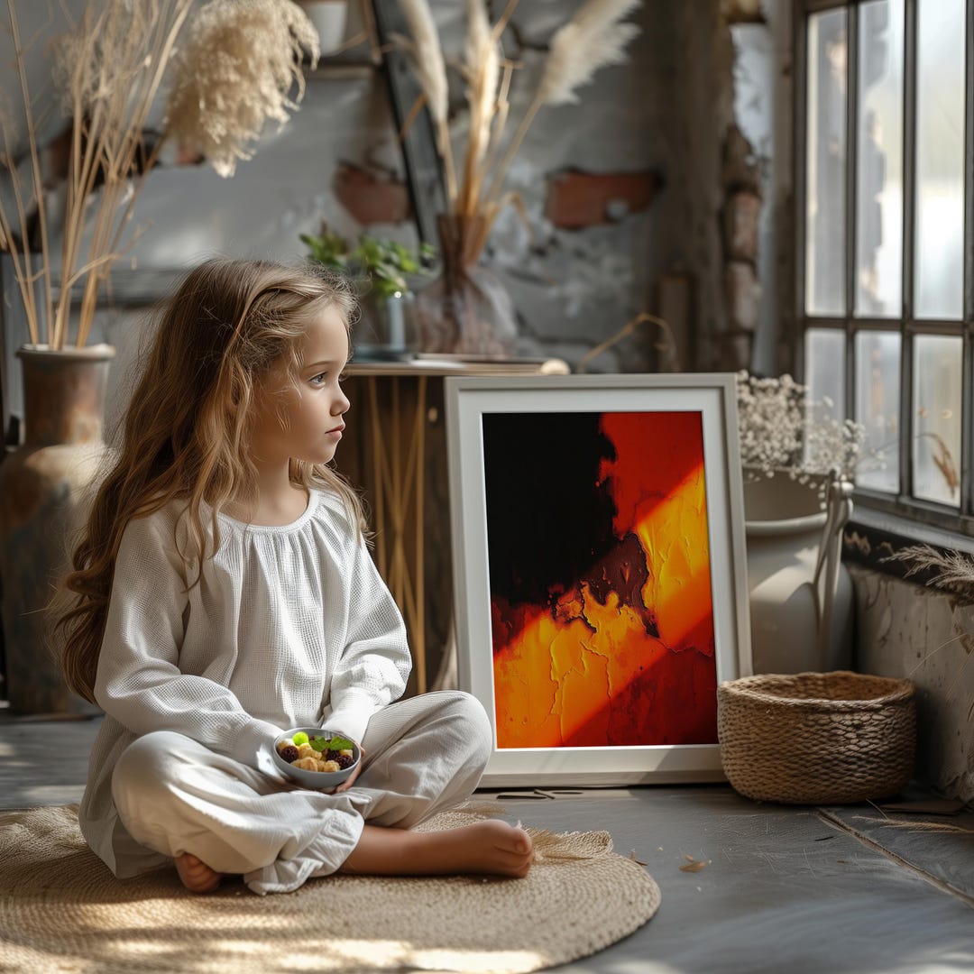 Fiery Contrast unframed Silk Wall Art for Home Decor, Modern Silk ...