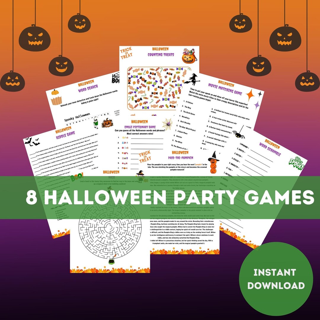 Printable Halloween Party Games, 8 Halloween Game Bundle, Kids ...