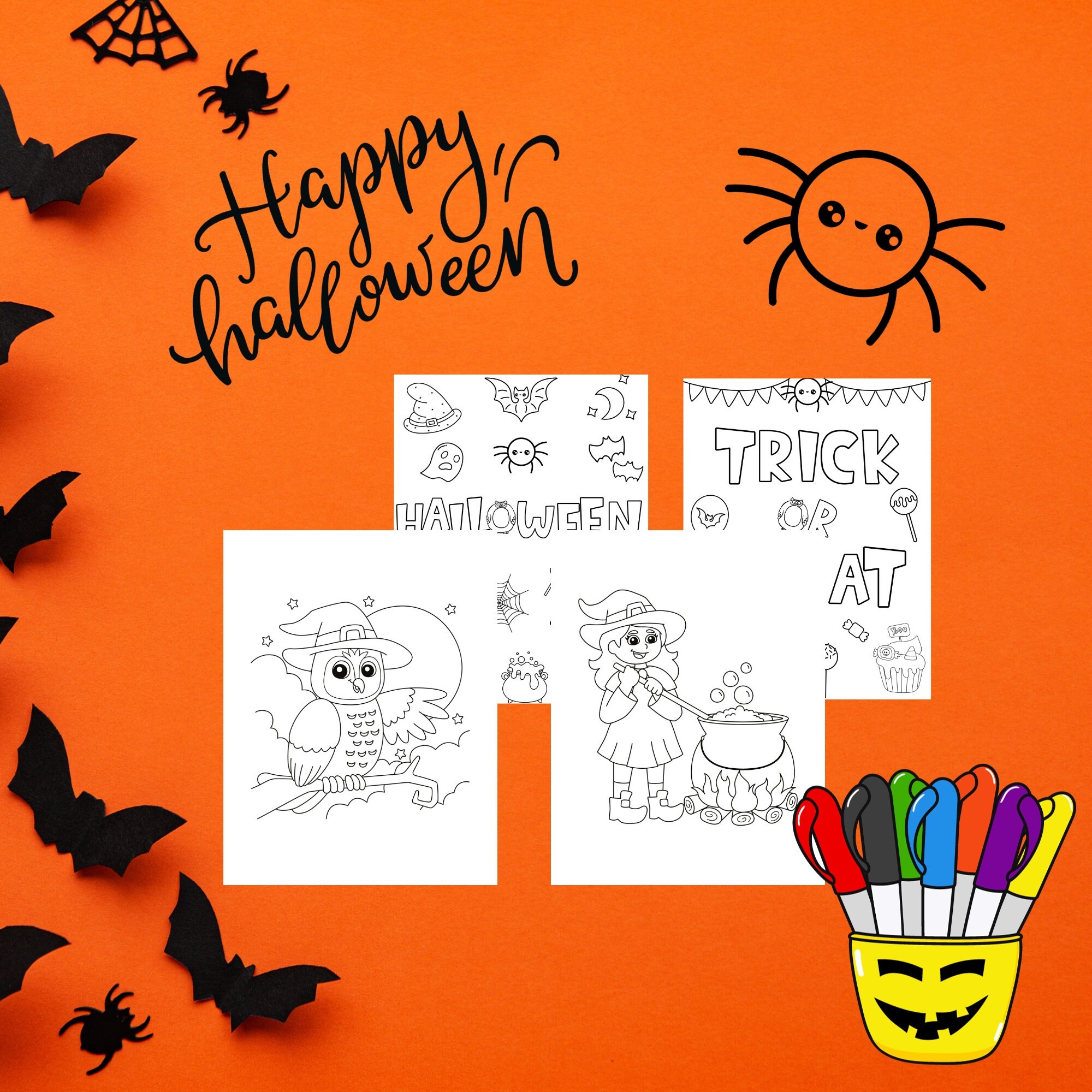 Kids Halloween Coloring Pages, Halloween Activities for Kids, Printable ...