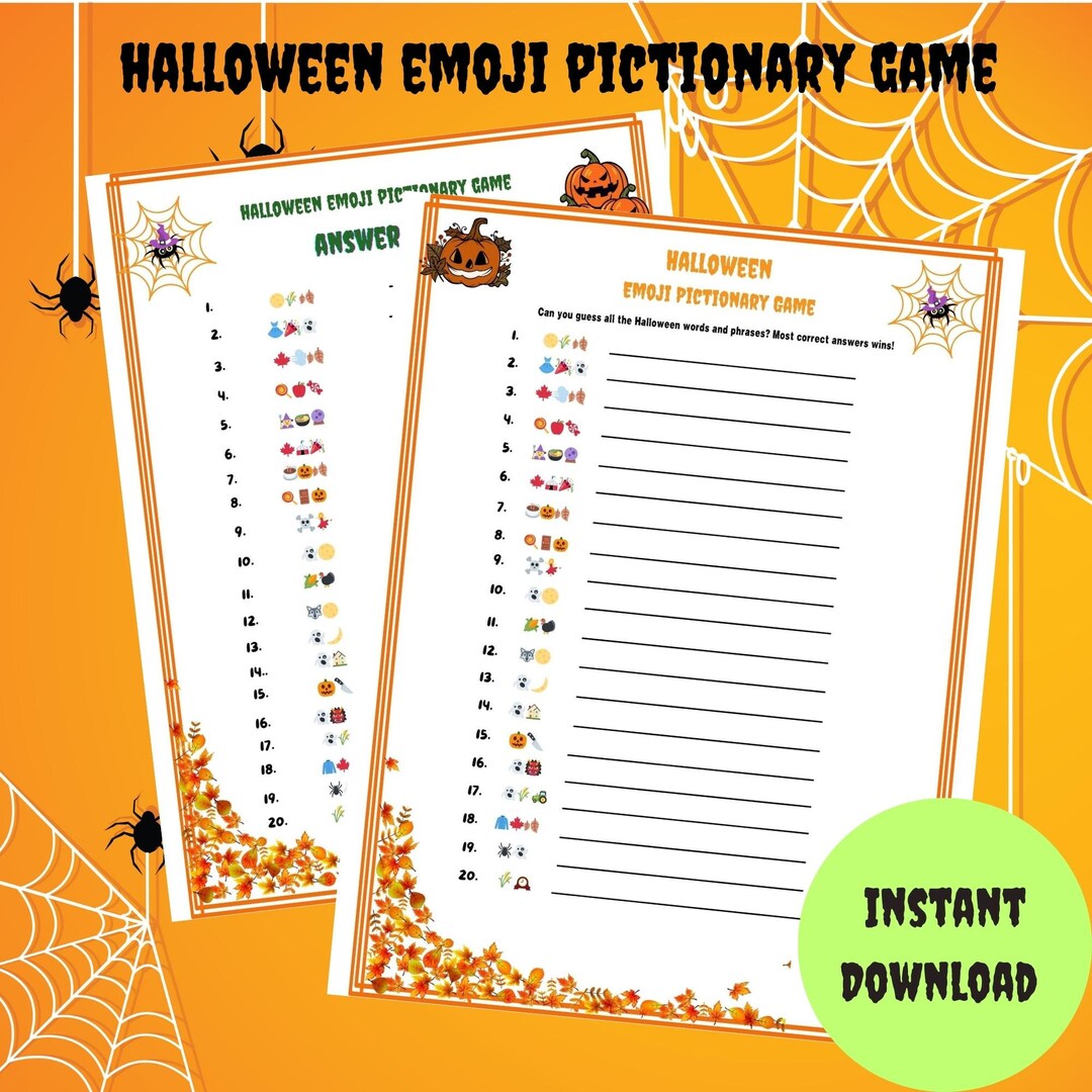 Halloween Emoji Pictionary Games Printable Halloween Games - Etsy