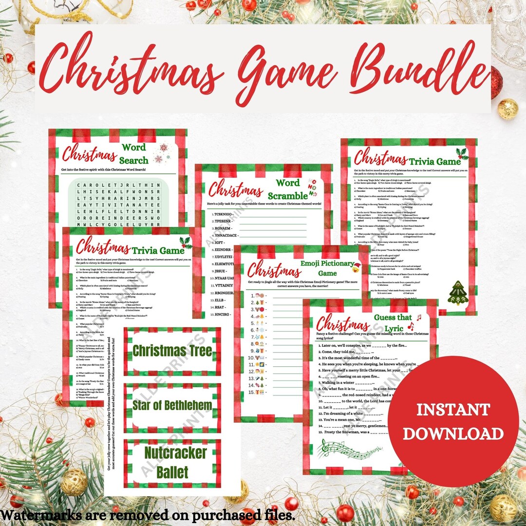 Printable Christmas Game Bundle, Christmas Party Games, Family ...