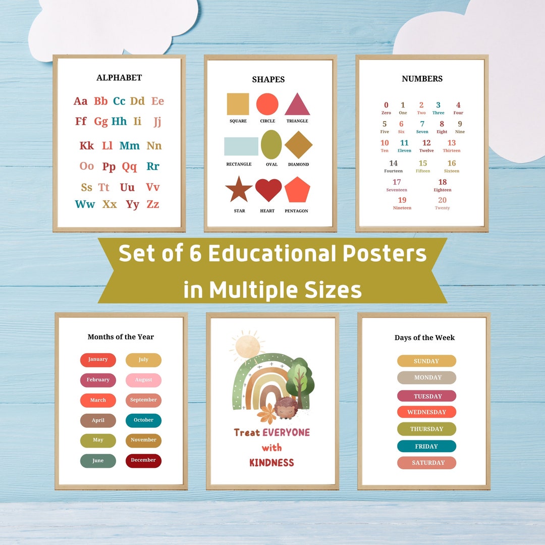 Set of 6 Educational Poster Classroom Bundle Homeschool - Etsy