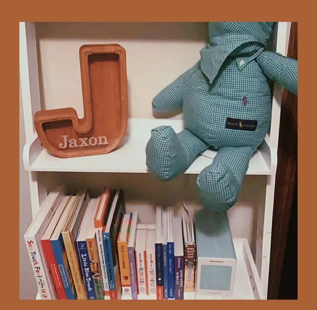 Personalized Wooden Kids Alphabet Piggy Bank Custom Name Piggy Bank ...