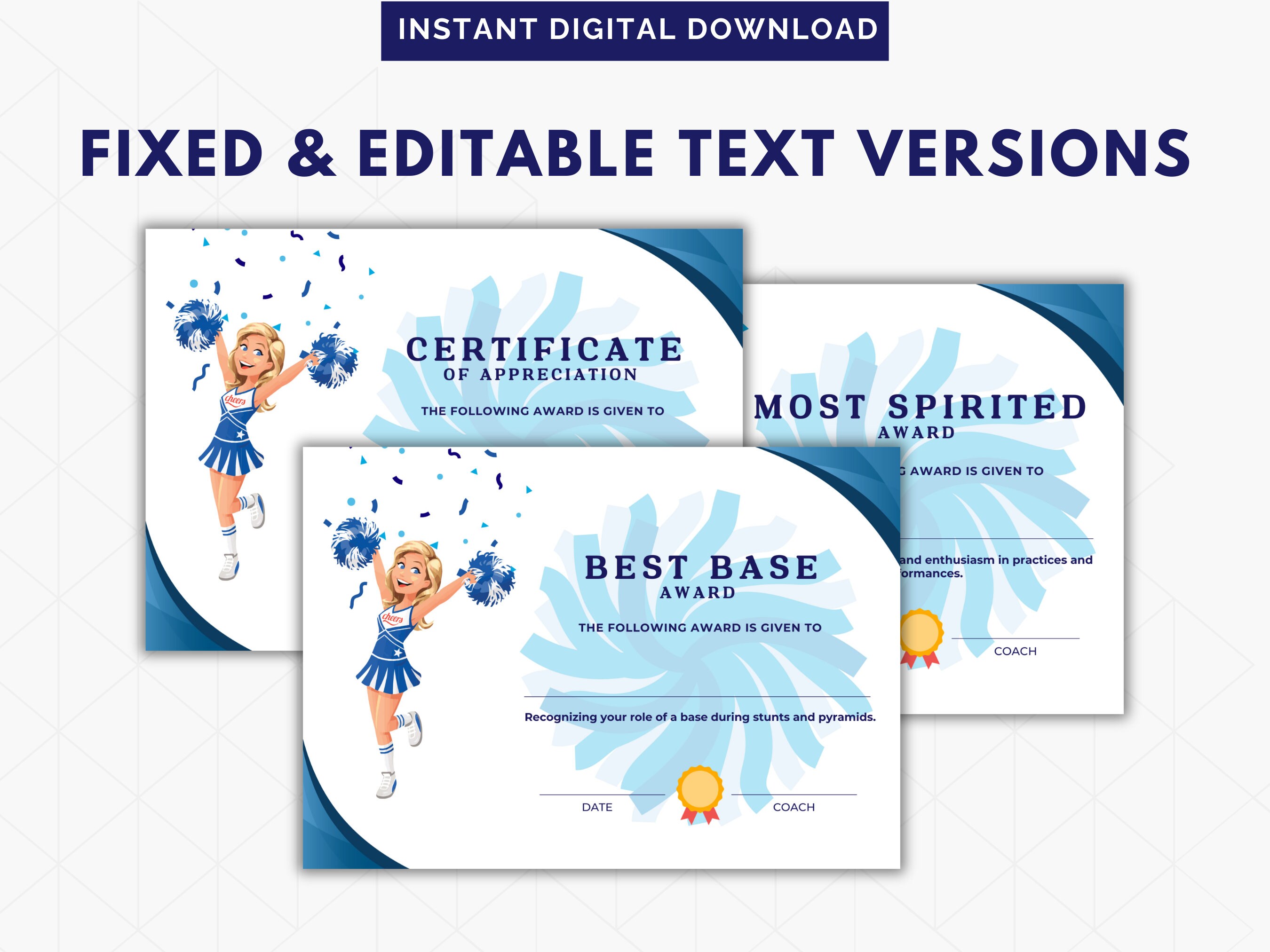 Cheerleading Certificate Template Cheerleading Award Cheer Competition ...