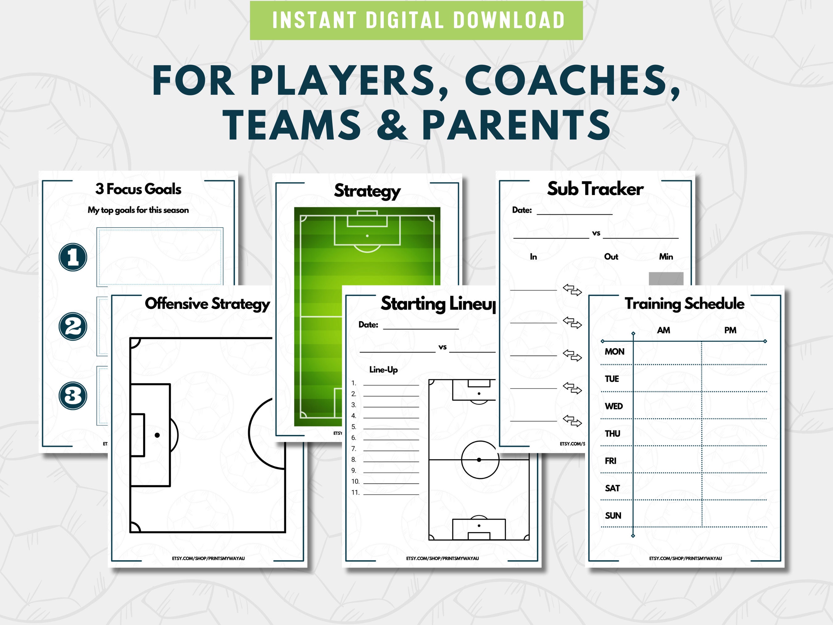 Printable Football Coaching Planner – Soccer Formation, Lineup ...