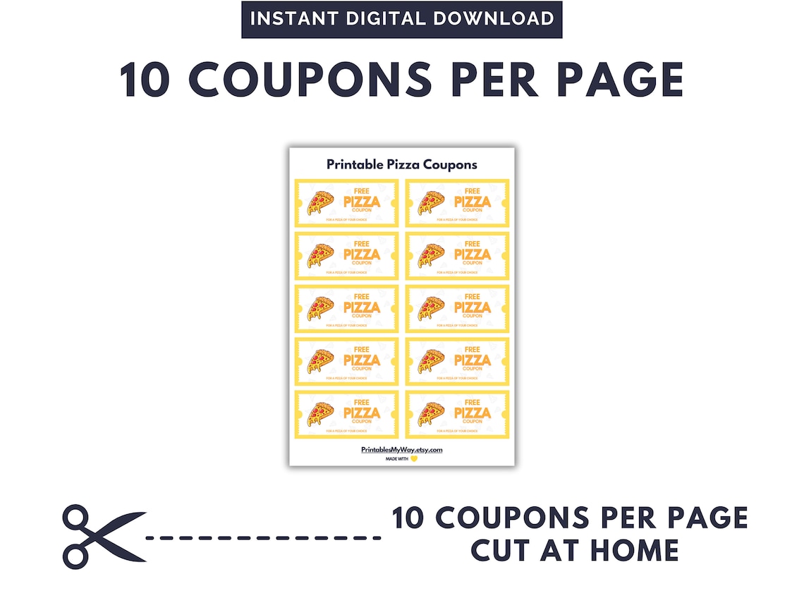 Printable Pizza Token Pizza Coupon Pizza Night Coupons for Date Night ...