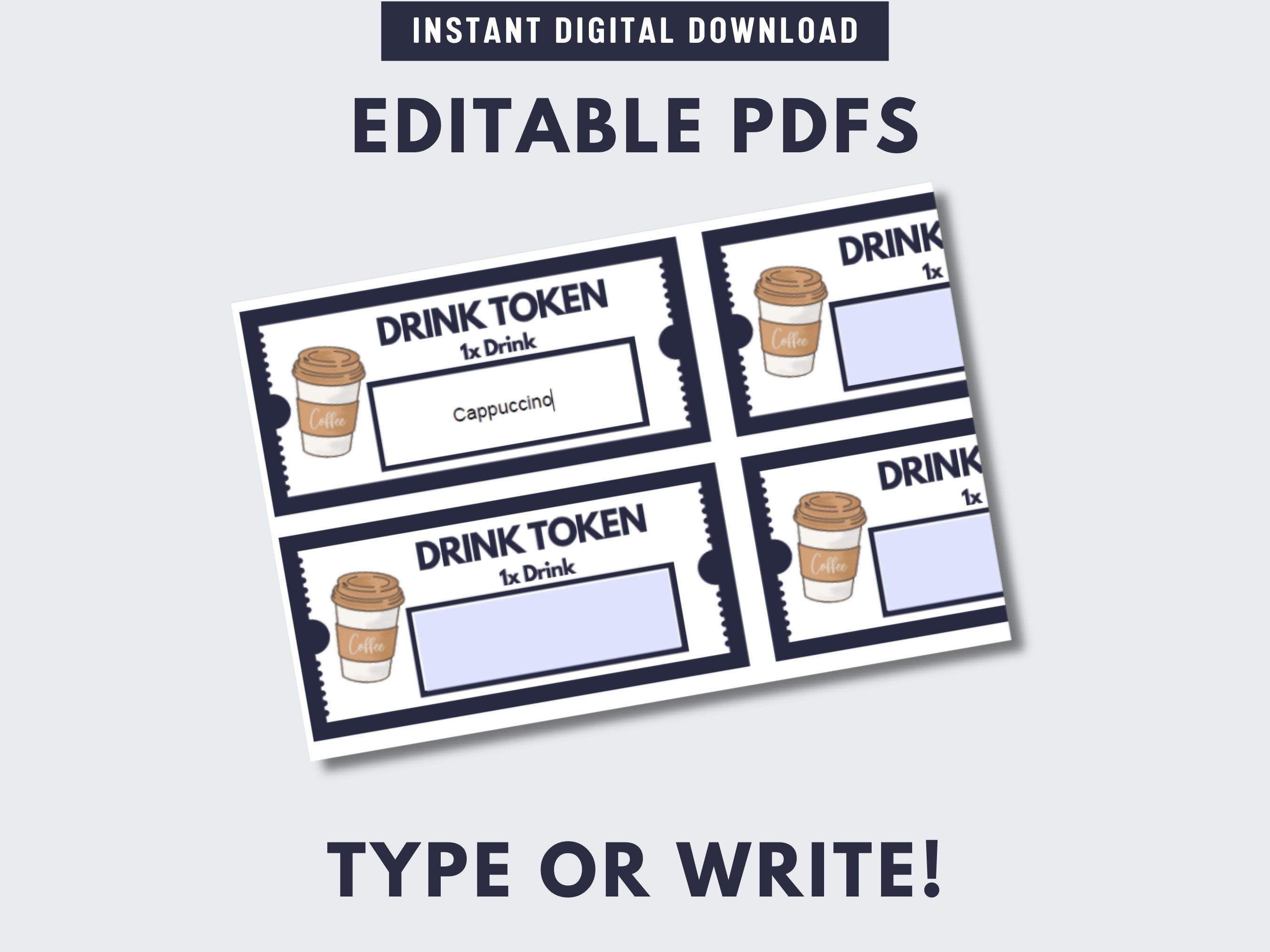 Printable Drink Token Bundle | Printable Drink Coupons | Drink Vouchers ...