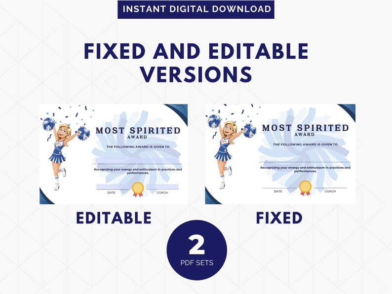 Cheerleading Certificate Template Cheerleading Award Cheer - Etsy