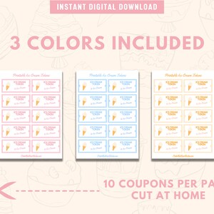 Printable Ice Cream Tokens | Gelato Coupons | Ice Cream Birthday | Ice ...