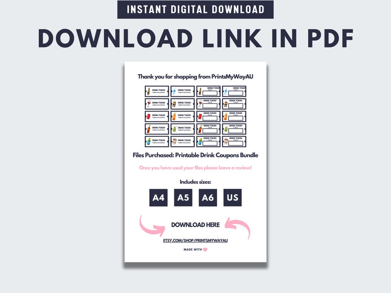 Printable Drink Token Bundle – Coupons & Vouchers for Parties, Events ...