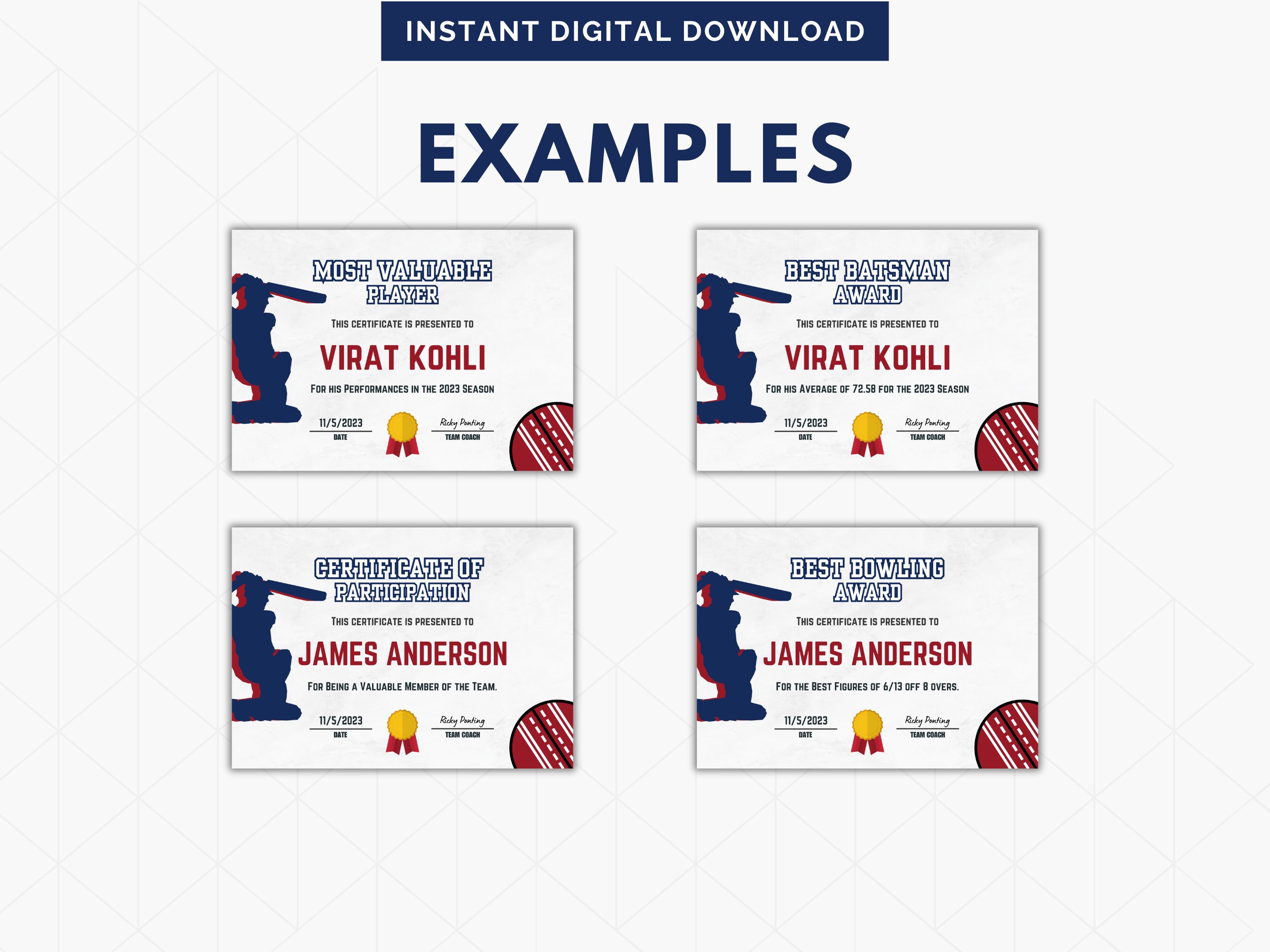 Editable Cricket Award Certificate Template (canva) - Etsy