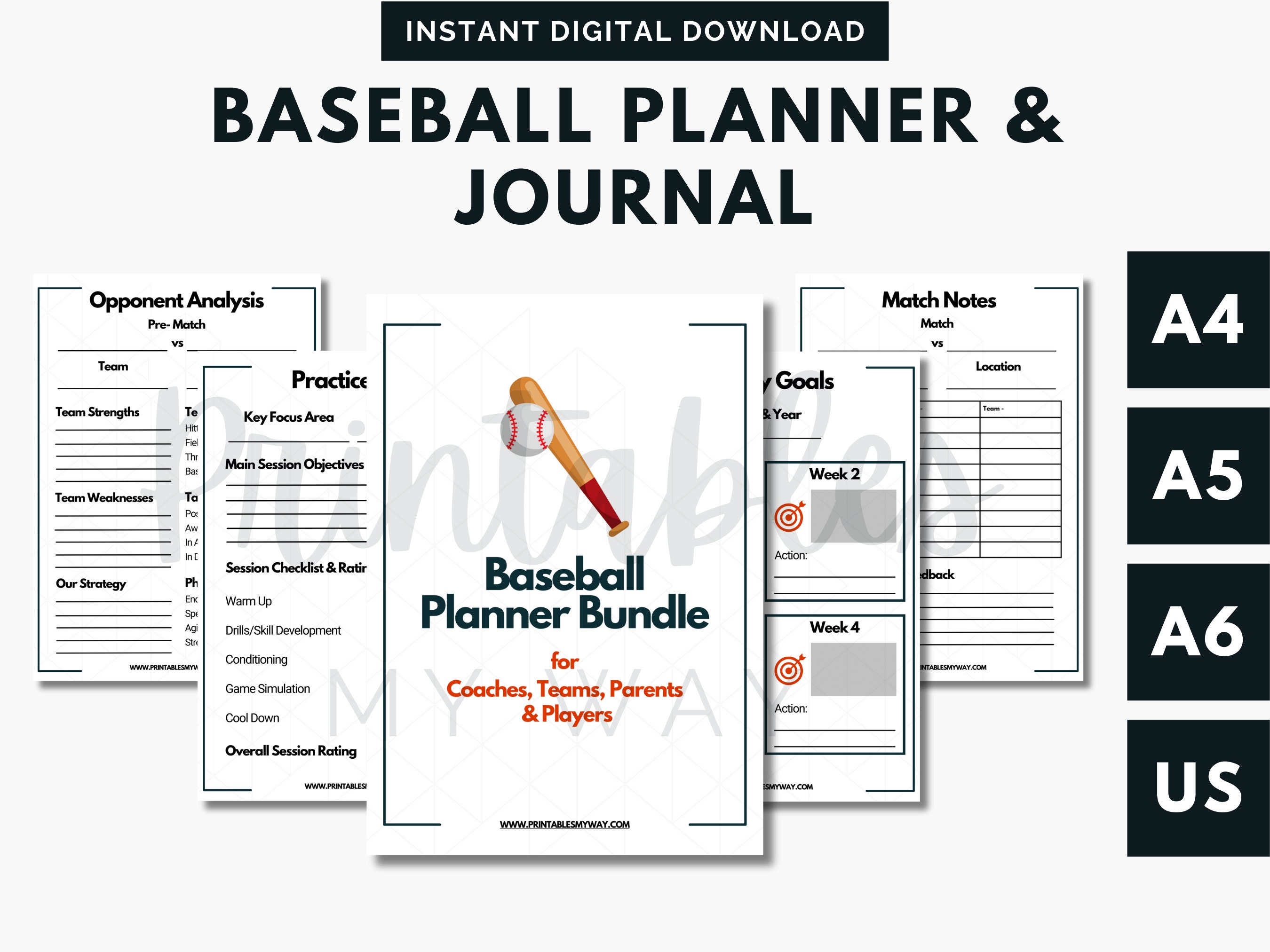 Baseball Coaching Planner – Printable Lineup, Batting Order & Field ...